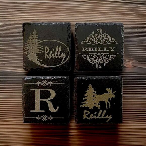 Rudy The Doodle Wood Co | Other | Slate Coasters Personalized Moose ...